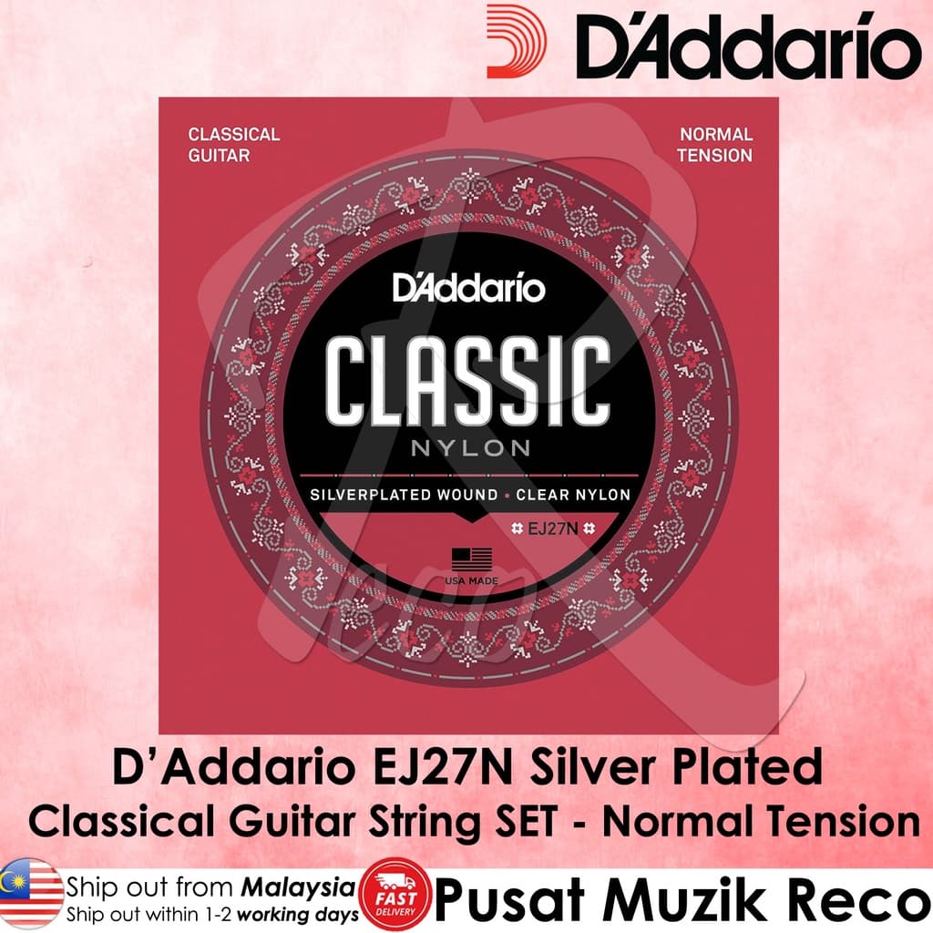 D'Addario EJ27N Student Nylon Classical Guitar Strings, Normal Tension ...