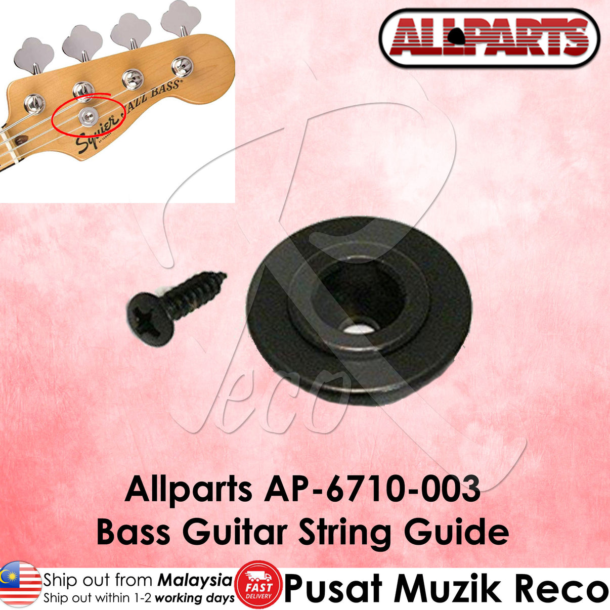 Allparts AP-6710 Bass String Guide With Screw For Electric Bass Guitar ...