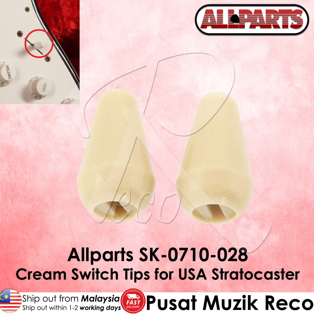 Allparts SK-0710-028 Switch Tips For USA Stratocaster, Cream – Reco Music Malaysia