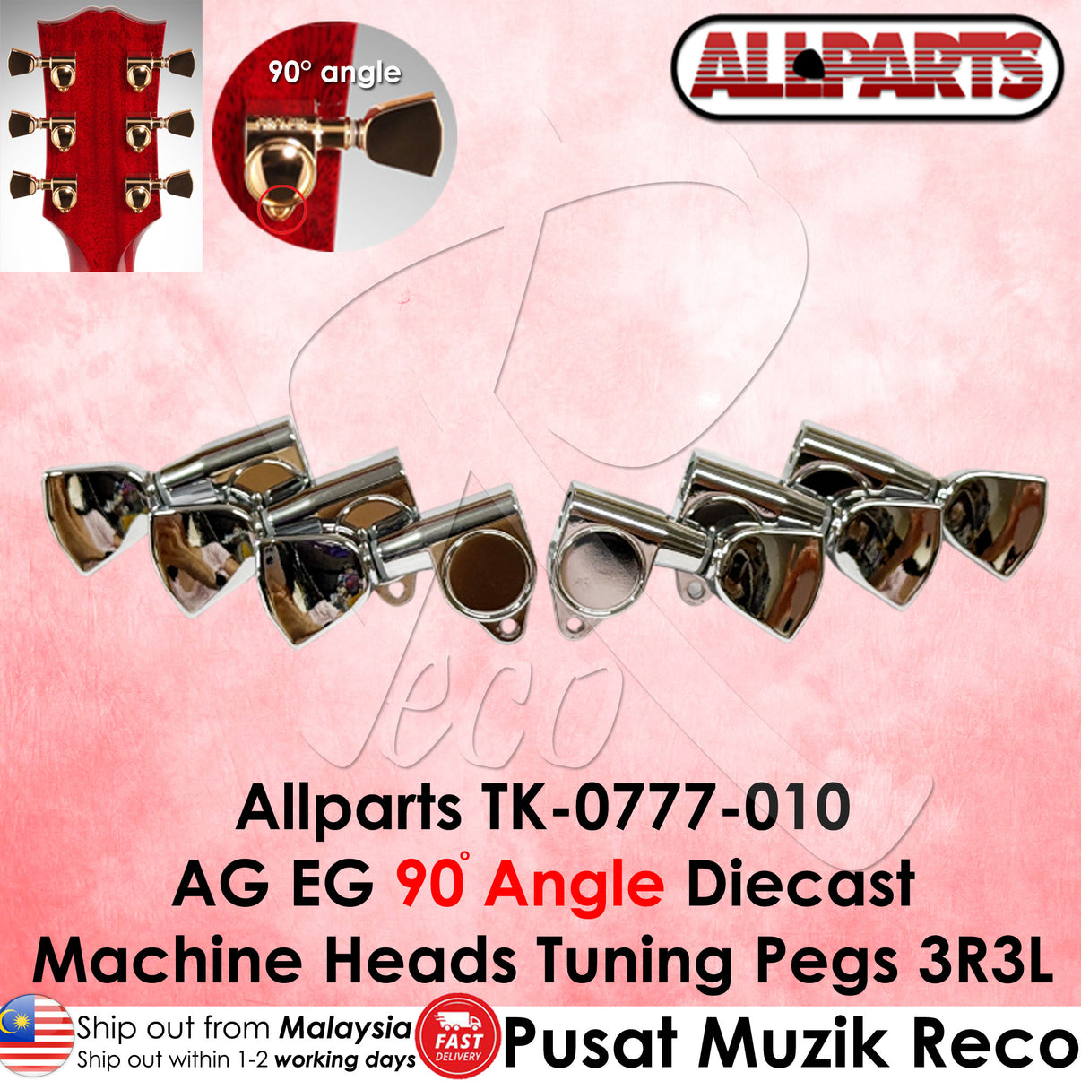 Allparts TK-0777 Sealed 3X3 Tuning Keys With Keystone Buttons – Reco ...