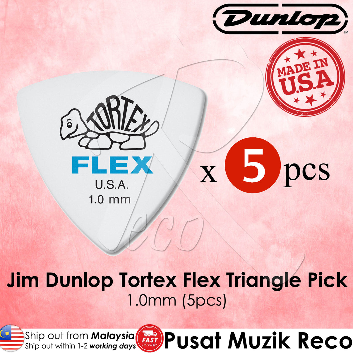 Jim Dunlop 456R100 1.00mm Tortex FLEX Triangle Guitar Pick (5-Pack ...