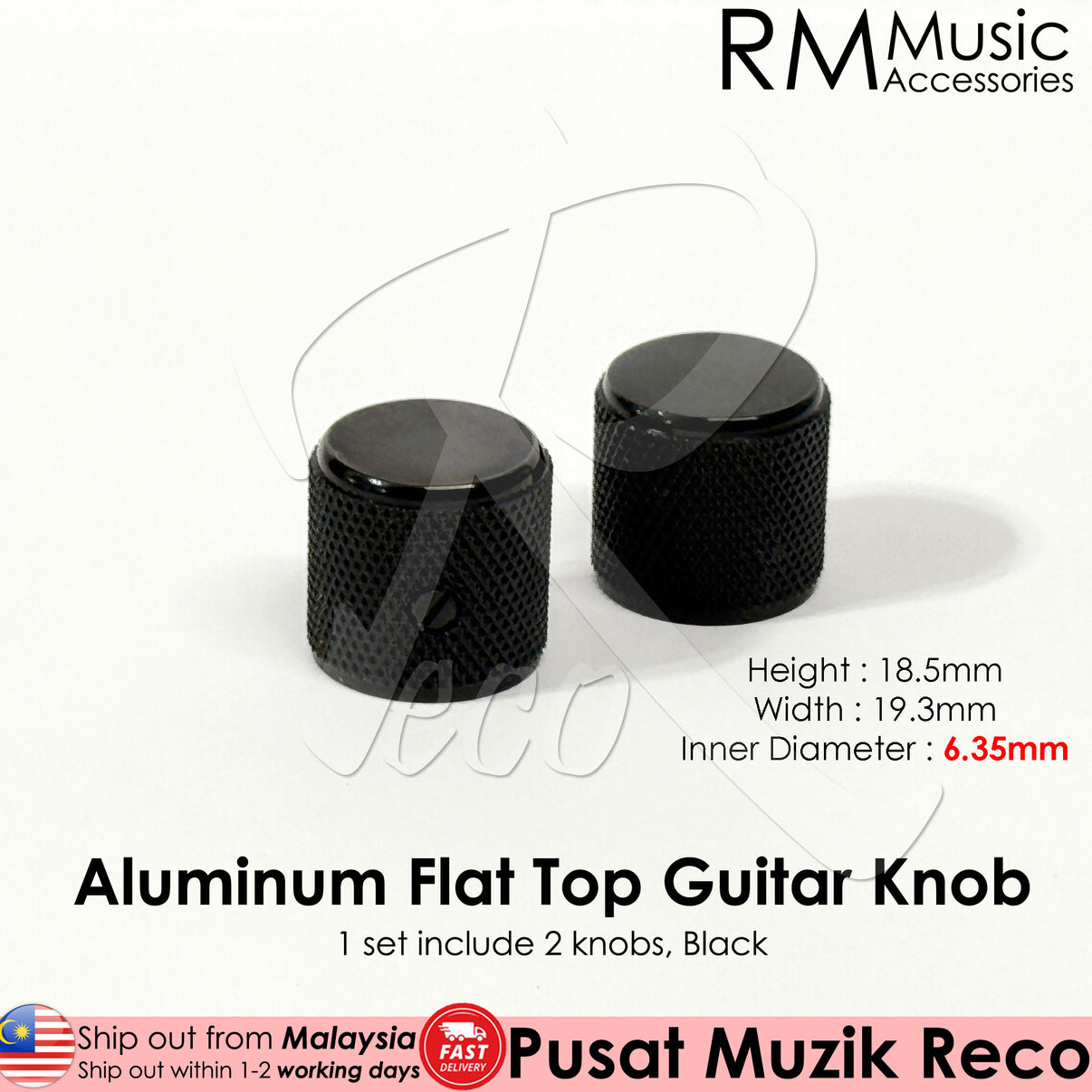 RM HQ Electric Guitar Aluminum Flat Top Knob Volume Tone Control Knob – Reco Music Malaysia