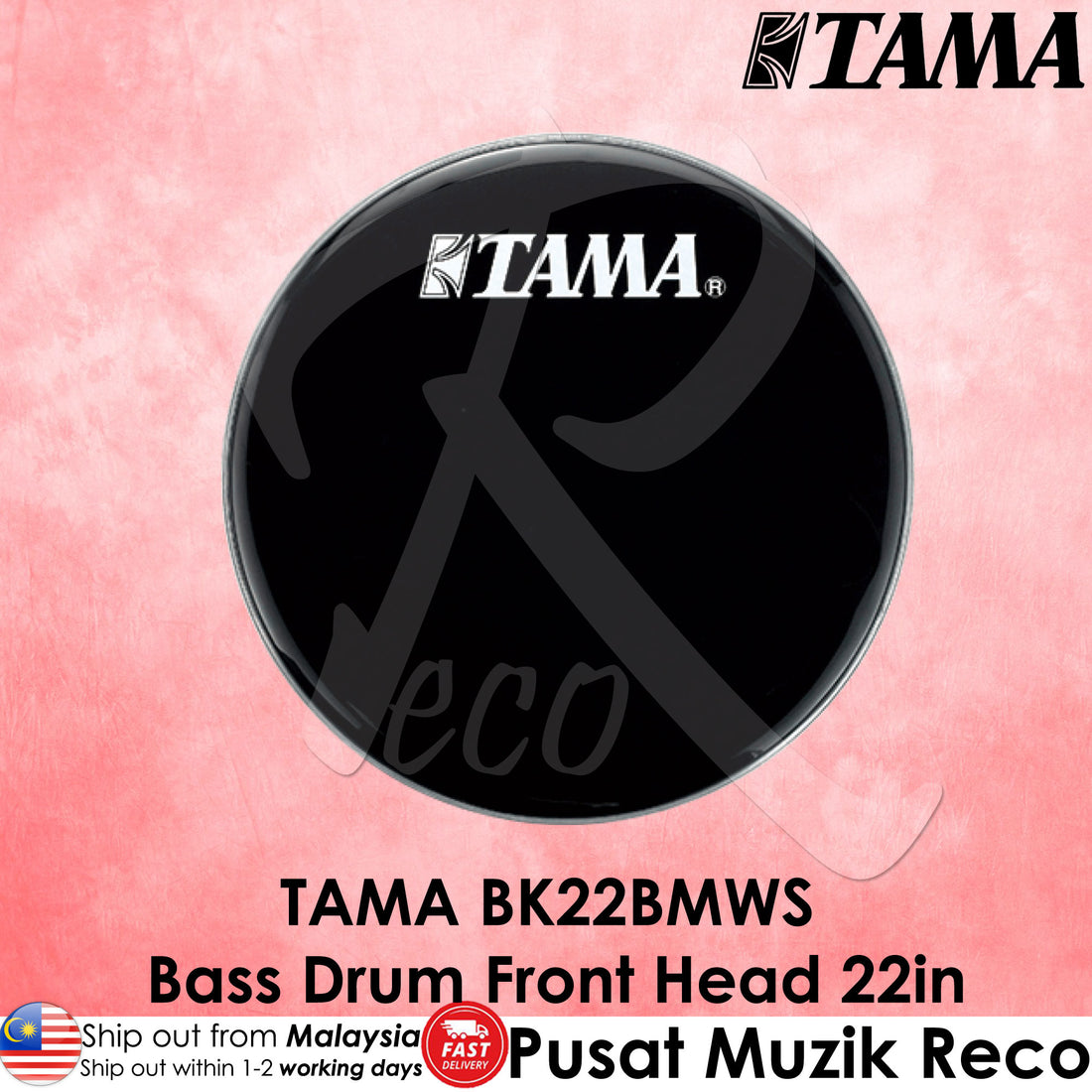 TAMA BK22BMWS Bass Drum Front Head 22in Black w Logo – Reco Music Malaysia