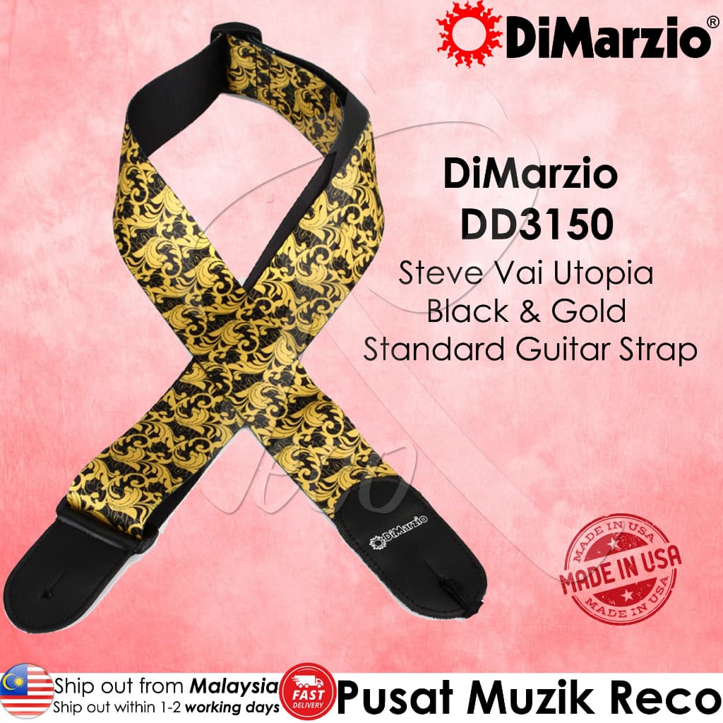 DiMarzio DD3150 2'' Steve Vai Utopia ClipLock Strap, Black Gold – Reco ...