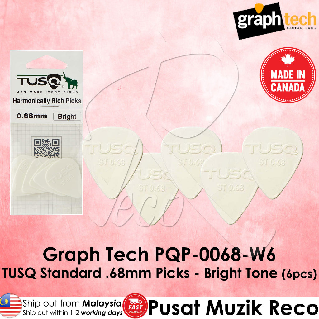 Graph Tech PQP-0068-W6 TUSQ Standard .68mm Picks - Bright Tone 6-pack ...