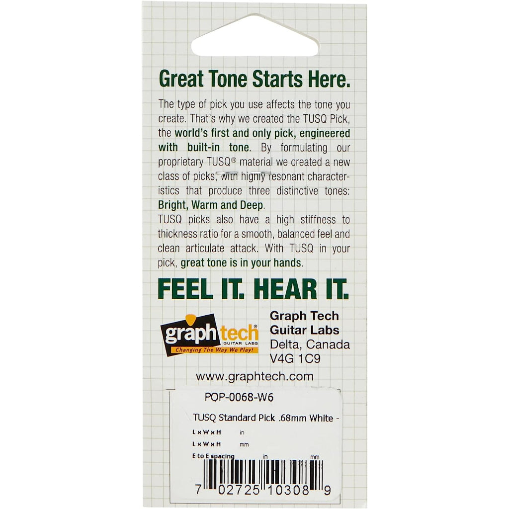 Graph Tech PQP-0068-W6 TUSQ Standard .68mm Picks - Bright Tone 6-pack ...