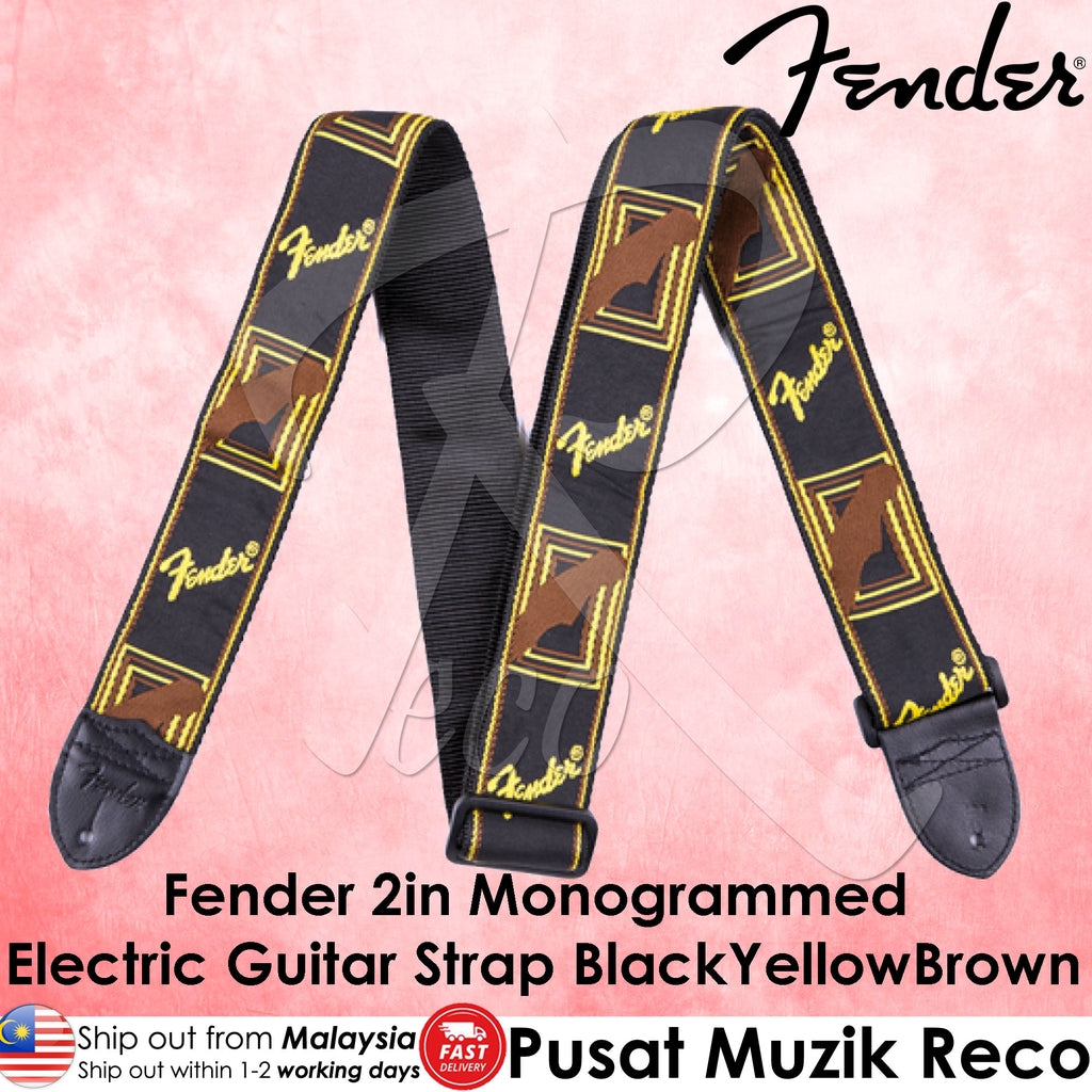 Fender 2 Inch Monogrammed Guitar Straps - Black, Yellow, Brown – Reco ...