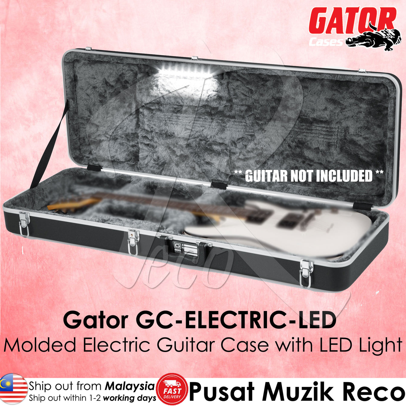 Gator GC-ELECTRIC-LED Molded Electric Guitar Case with LED Light – Reco ...