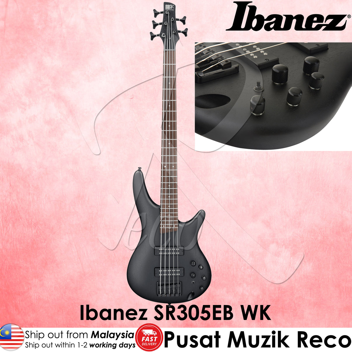 Ibanez SR305EB-WK Weathered Black 5 String Solid Electric Bass Guitar ...