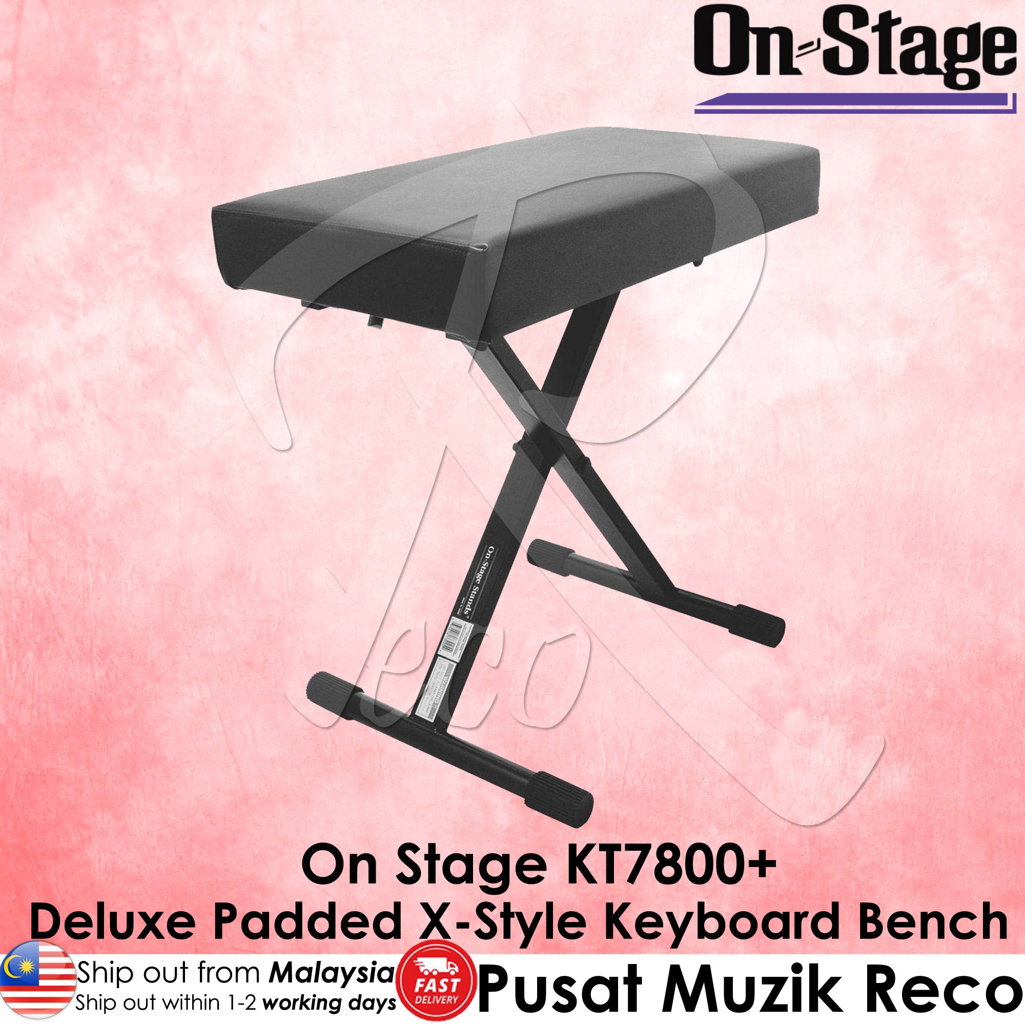 On Stage KT7800+ Deluxe Padded X-Style Keyboard Bench – Reco Music Malaysia